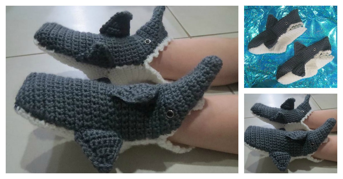 Hungry Shark Baby Slippers Free Crochet Pattern