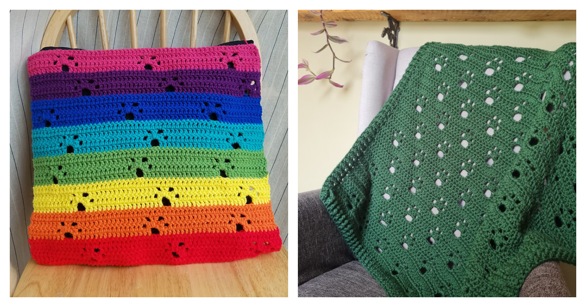 Paw Prints Afghan Blanket Free Crochet Pattern