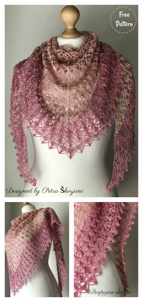 5 Triangle Lace Shawl Free Crochet Pattern