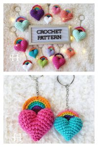 10 Heart Keychain Crochet Patterns FREE and Paid - Page 3 of 3