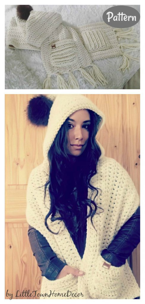 8 Hooded Pocket Shawl Crochet Patterns - Page 2 of 2