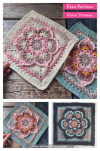 Blooming Lotus Square Free Crochet Pattern and Video Tutorial