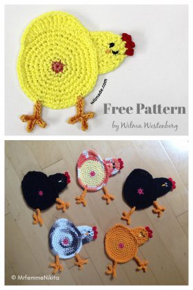 3 Chicken Coasters Crochet Patterns