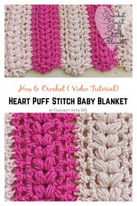 Puff Hearts Baby Blanket Free Crochet Pattern
