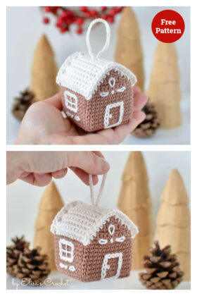 Gingerbread House Ornament Free Crochet Pattern