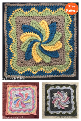7 Pinwheel Granny Square Free Crochet Patterns