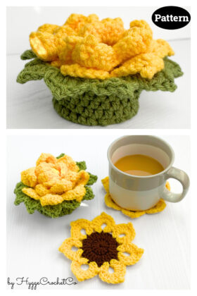 6 Sunflower Coaster Crochet Patterns