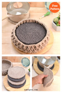 Trivet Set With Basket Free Crochet Pattern