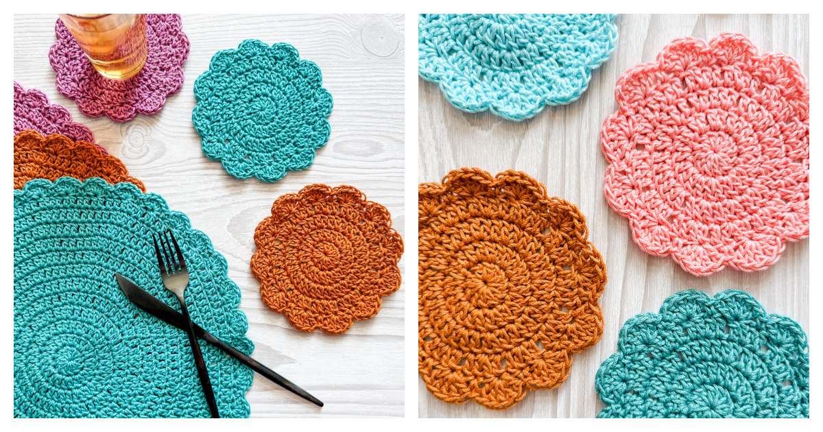 Sunrise Coaster and Placemat Free Crochet Pattern and Video