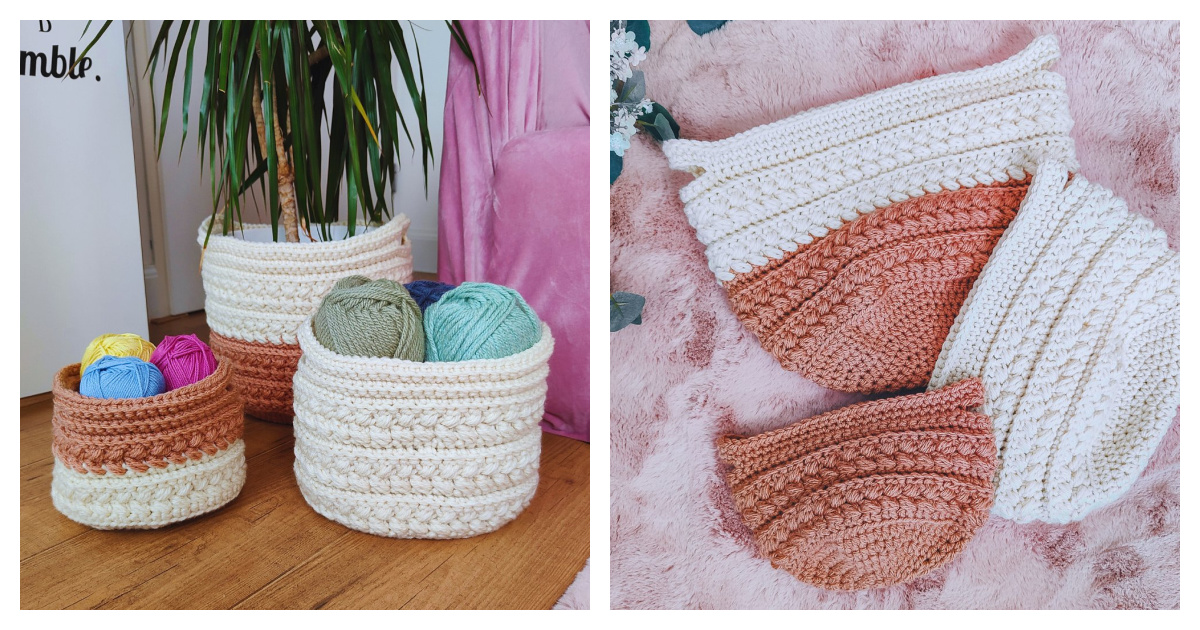 Wheat Stitch Nesting Baskets Free Crochet Pattern