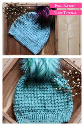 River Stone Beanie Free Crochet Pattern and Video Tutorial