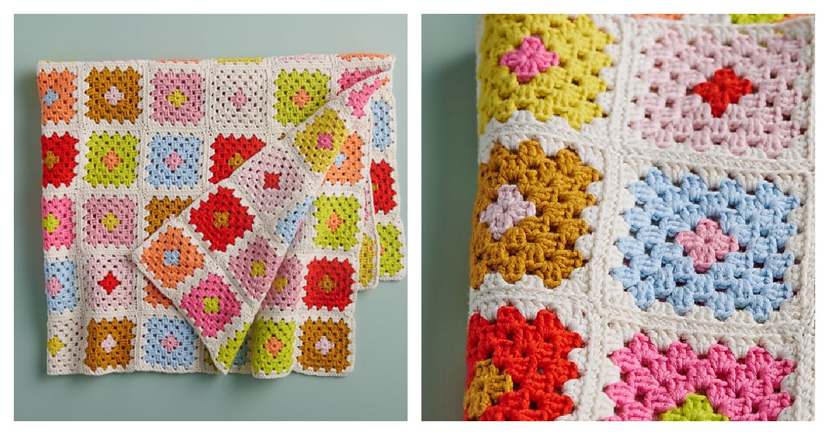 Sunny Day Granny Square Blanket Free Crochet Pattern